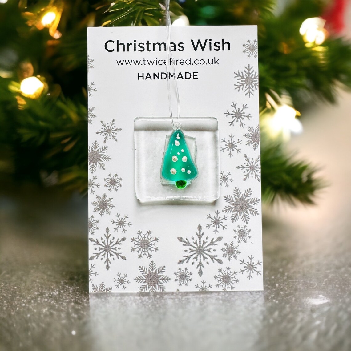 Fused Glass Christmas Tree Token: Handmade Holiday Wish Card - Etsy