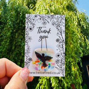 Thank You Glass Token on Gift Card. Bird Design With Multi Colour. - Etsy