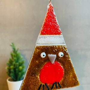 Fused Glass Robin Christmas Tree Decoration - Etsy