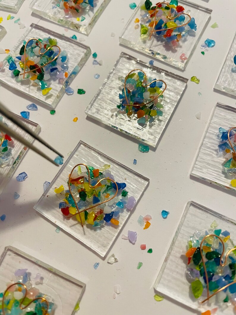 Glass Heart Token Thank You Gift on Card. - Etsy