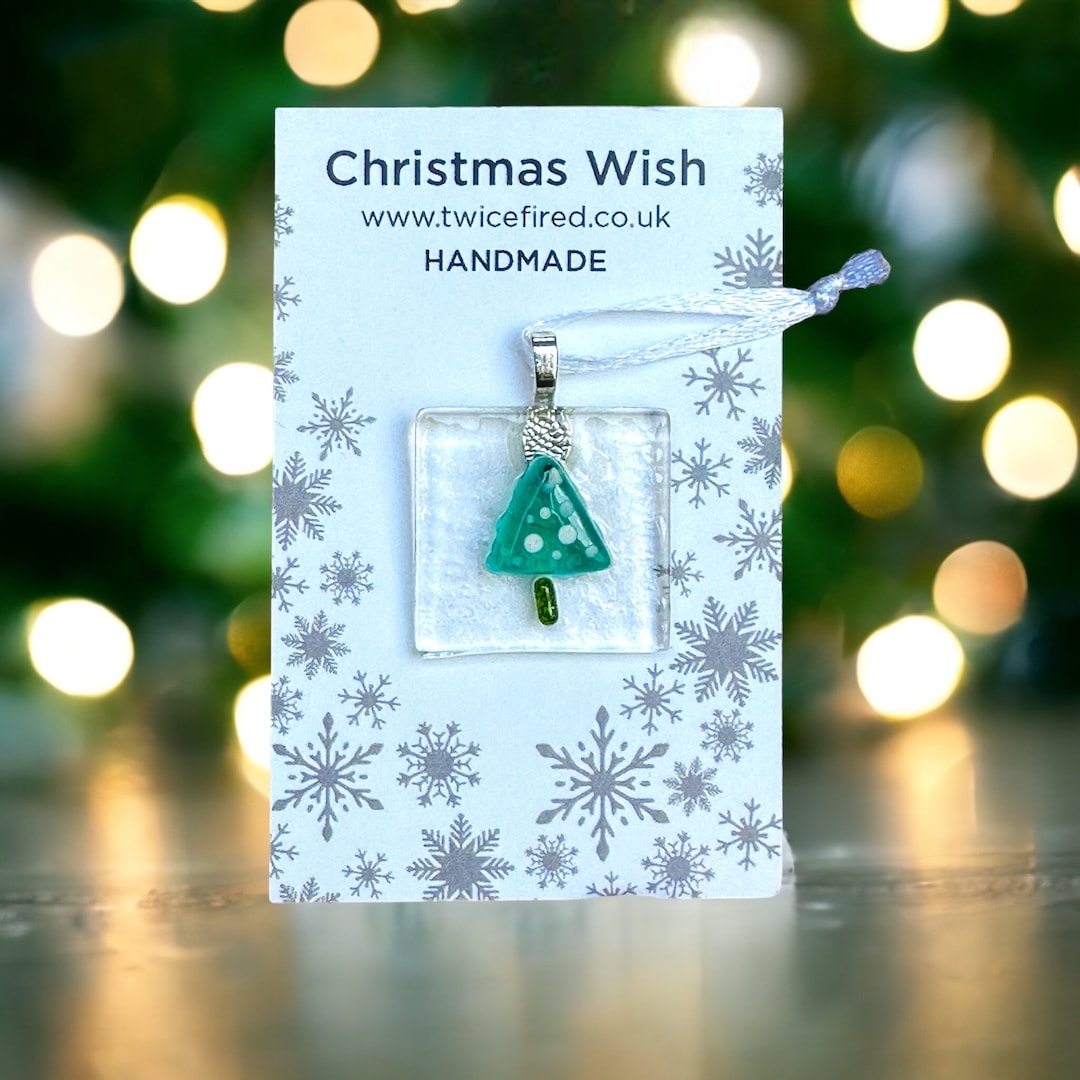 Christmas Wish, Fused Glass Token on a Card, Work Team Christmas Gift ...