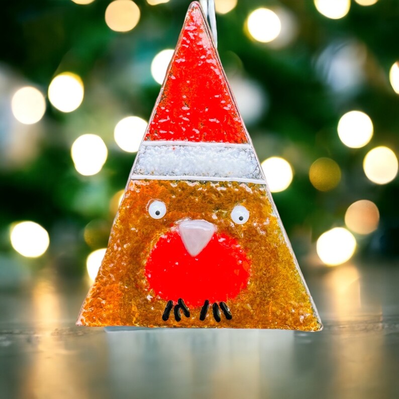 Fused Glass Robin Christmas Tree Decoration - Etsy