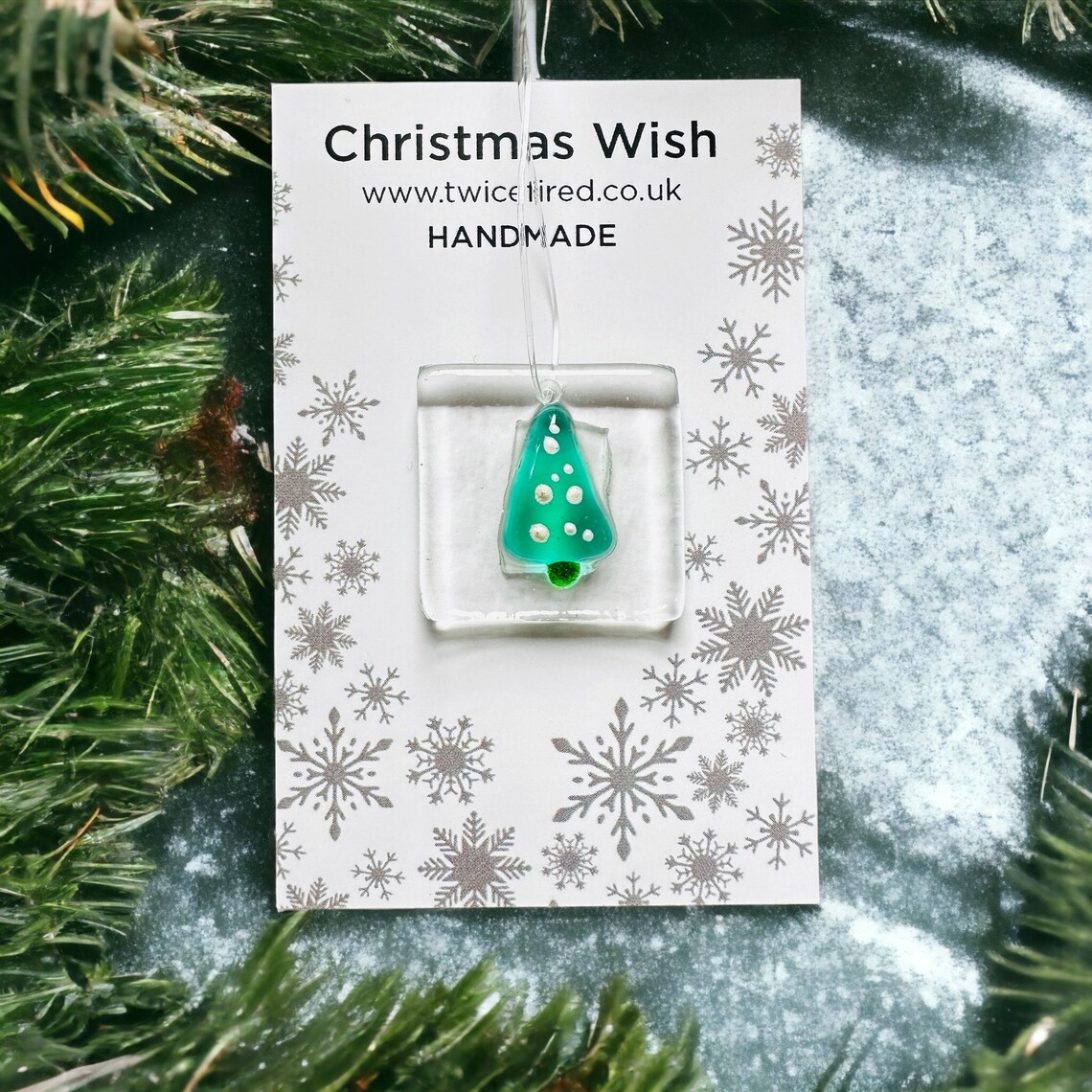 Fused Glass Christmas Tree Token: Handmade Holiday Wish Card - Etsy