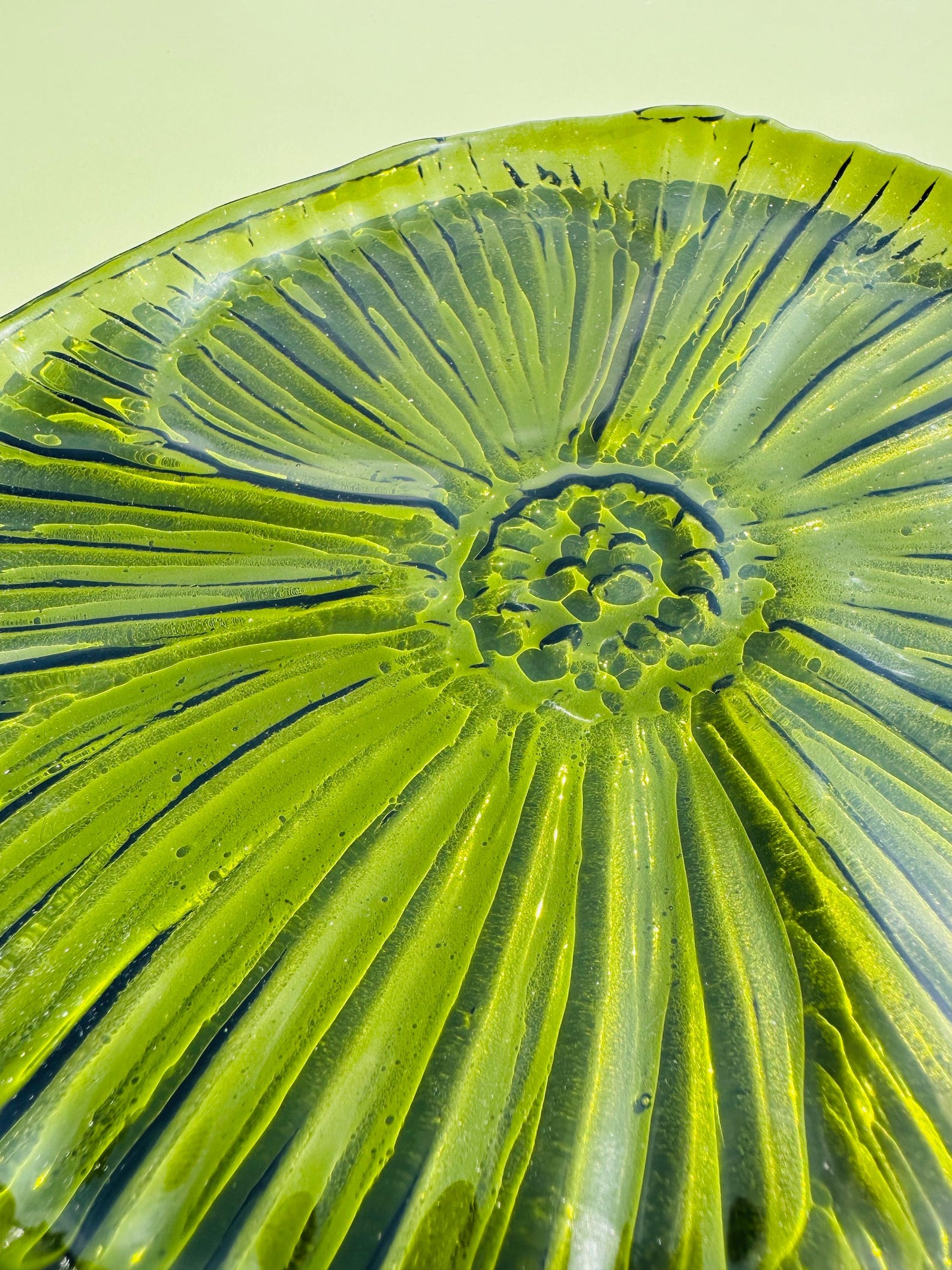 Glass Flower Fused Glass Art Dish, Fern Green. - Etsy