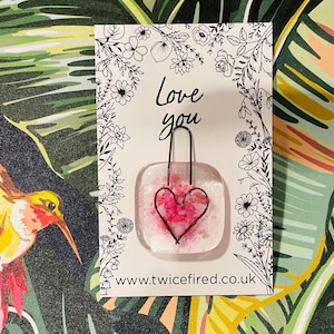 Valentine Glass Heart Token, Love You Gift on Card. - Etsy UK