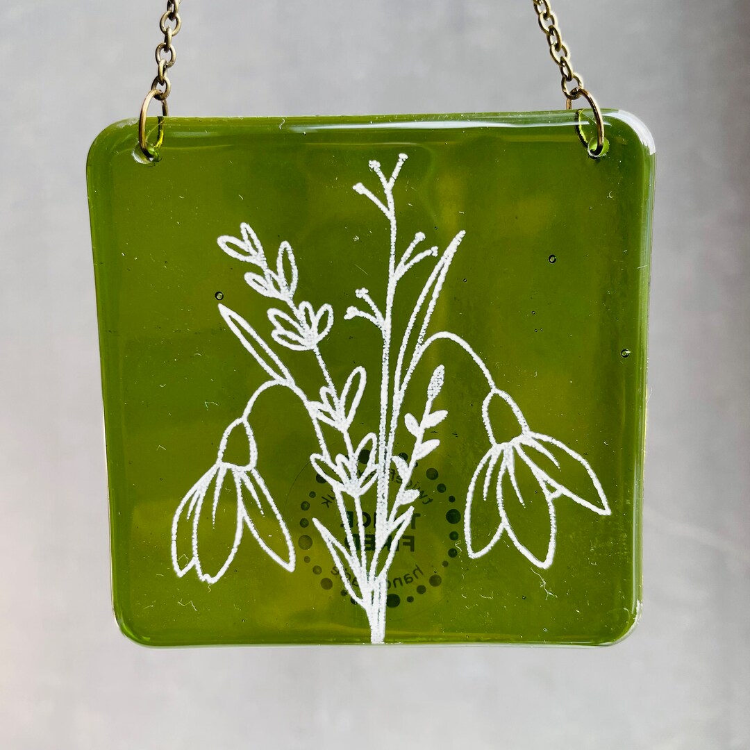 Birth Flower Glass Hanger, January Birth Flower Snowdrop Gift, Birth ...