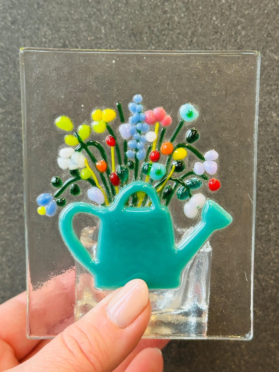 Fused Glass Craft Kit – DIY Glass Art, Green Watering Can and Flower ...