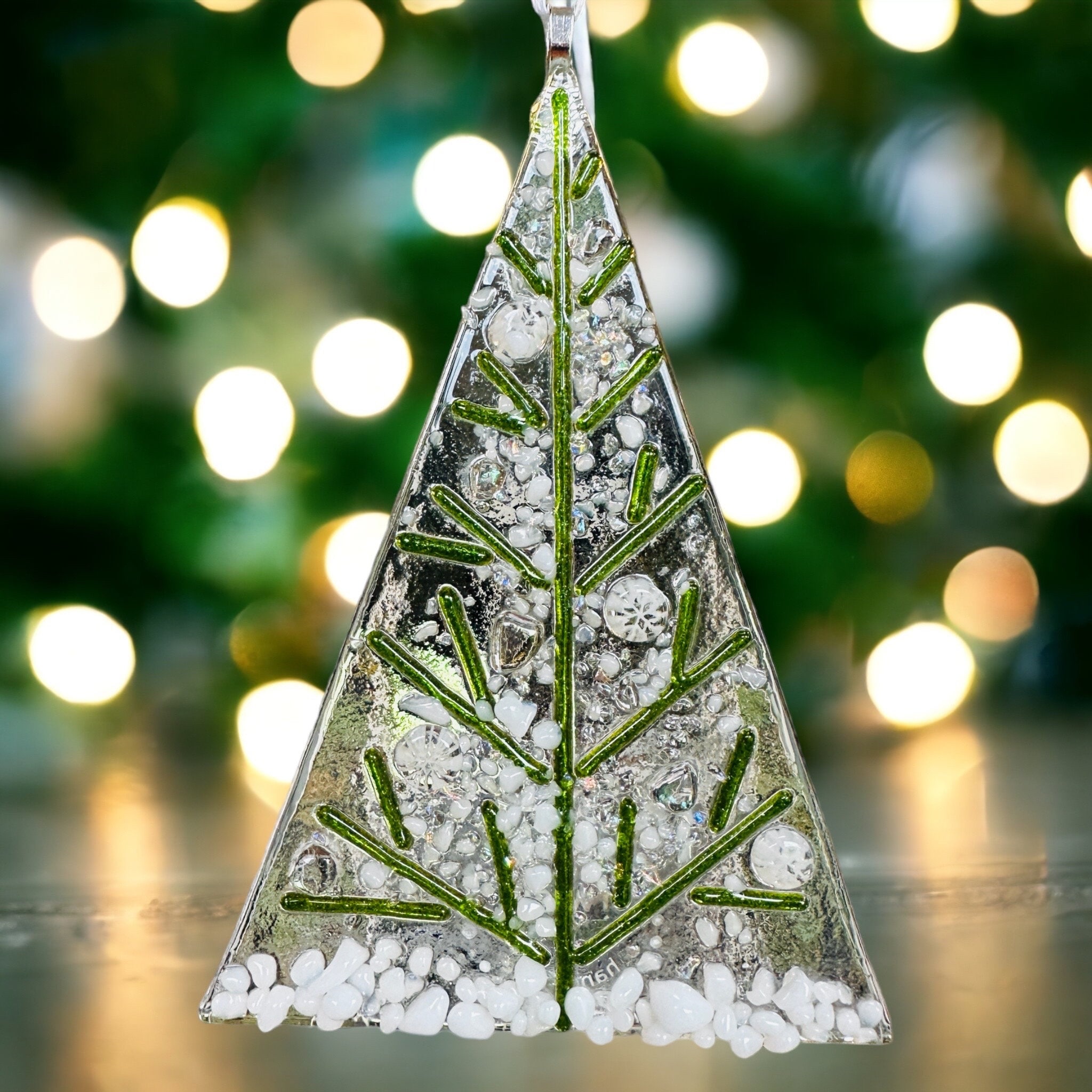 Fused Glass Green Christmas Tree Decoration. Home Decor Etsy