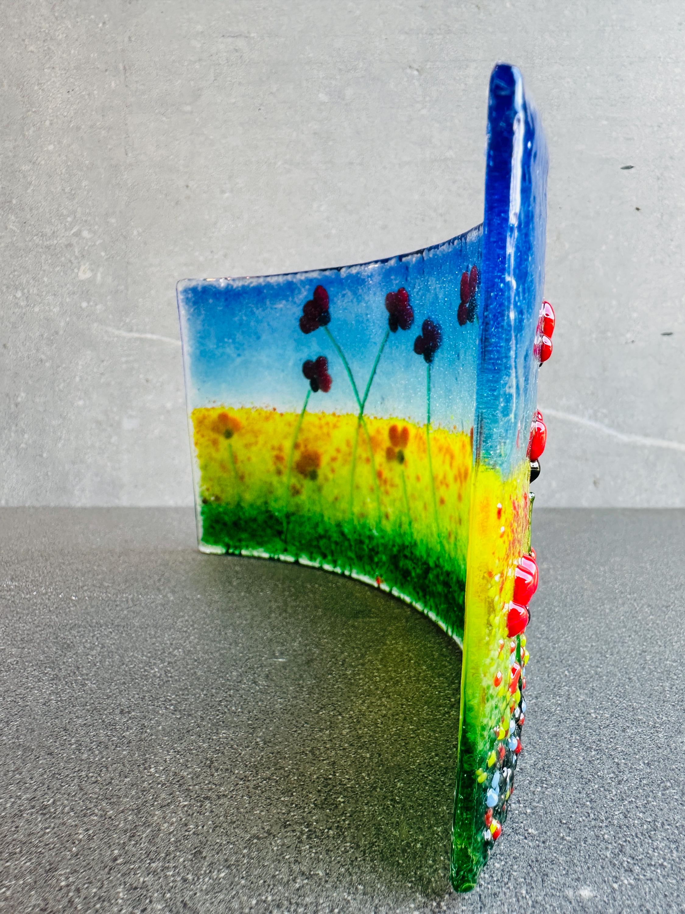 Handmade Fused Glass Poppy Curve: Floral Home Decor - Etsy