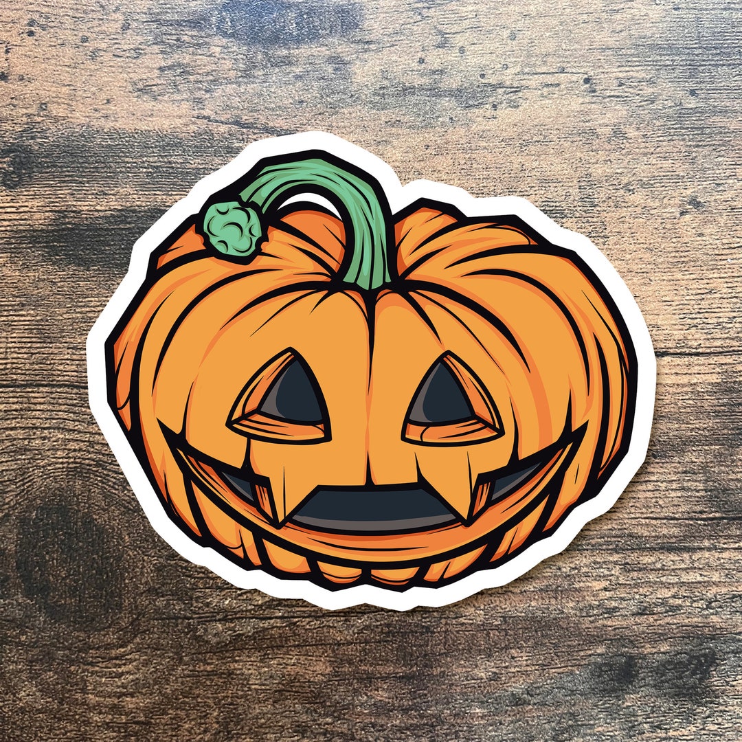 Carved Pumpkin Face Sticker Jack O Lantern Vinyl Die Cut Decal ...