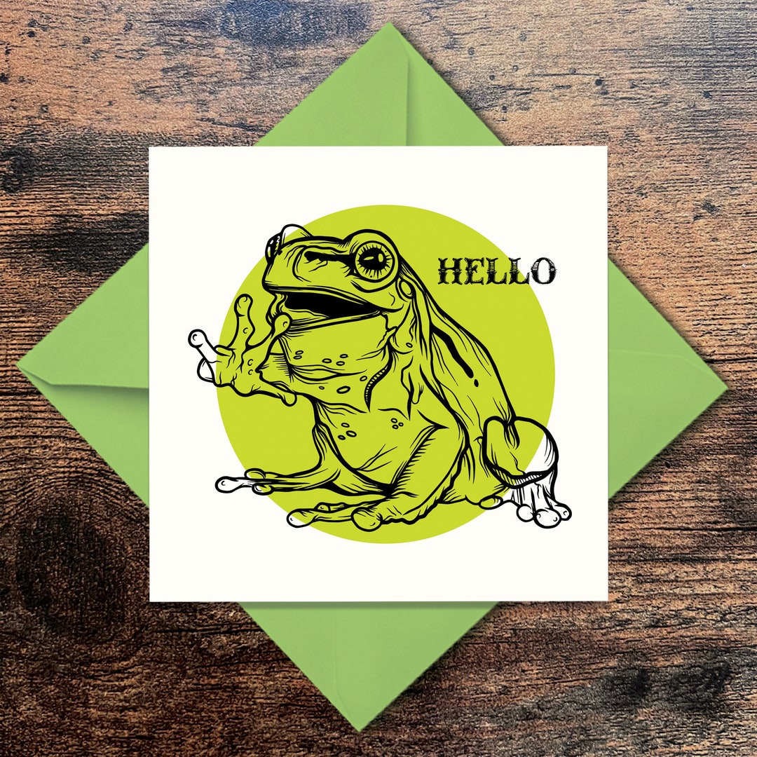 Hello Frog Greetings Card - Just to Say Note Card - Green - Square ...