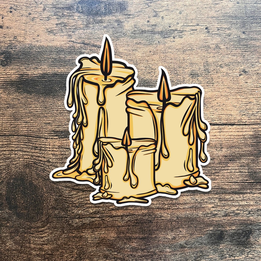 Melting Pillar Candles Sticker: Waterproof Gloss Vinyl Decal - Etsy