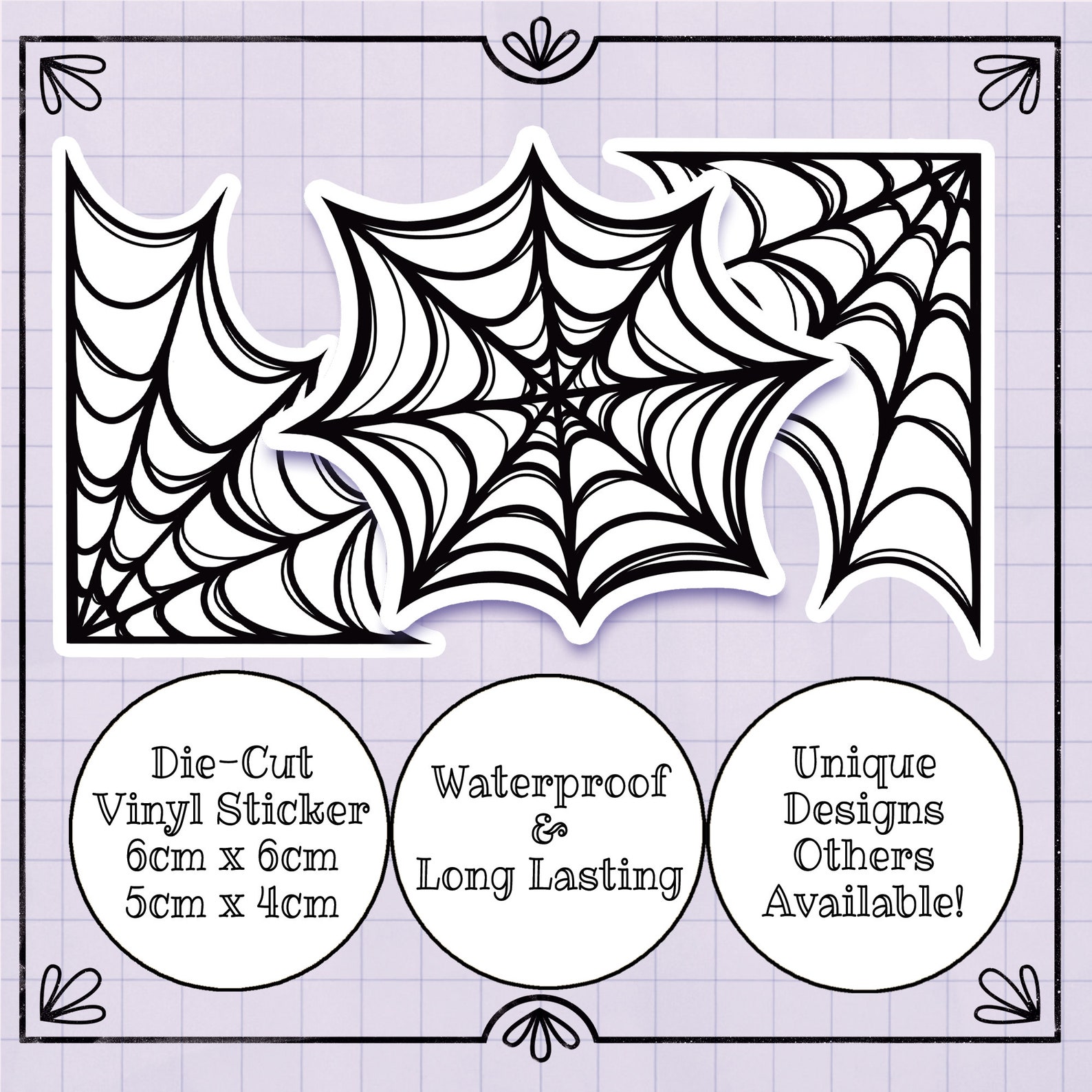 Spiders Web Sticker Set 3 Cobweb Stickers Die Cut Vinyl - Etsy