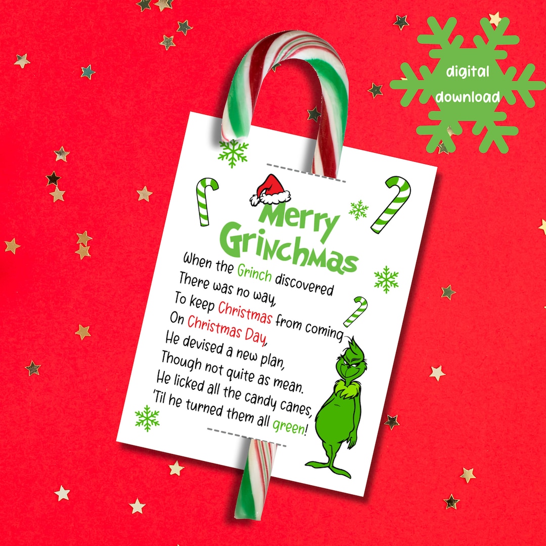 Christmas Candy Cane Holder Printable - Christmas Tag for Candy Canes ...