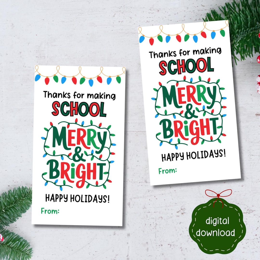 Printable Teacher Christmas Tag - Christmas Tag for School - Christmas ...
