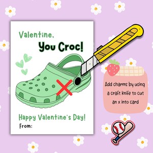 Kids Croc Valentine Card Printable - Printable Shoe Charm Valentine's ...