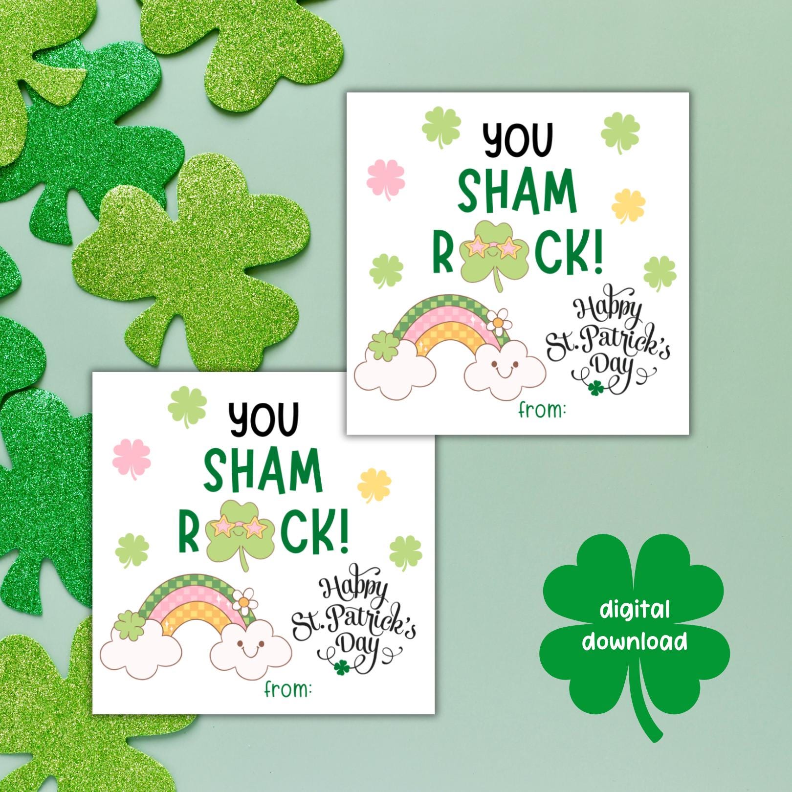St. Patrick's Day Shamrock Tag Printable - Saint Patrick's Day Tag for ...