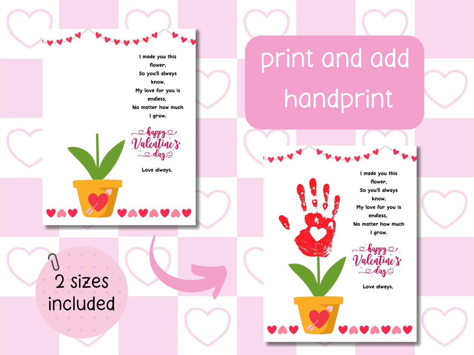 Valentine Handprint Craft Printable - Handprint Craft for Valentine's ...