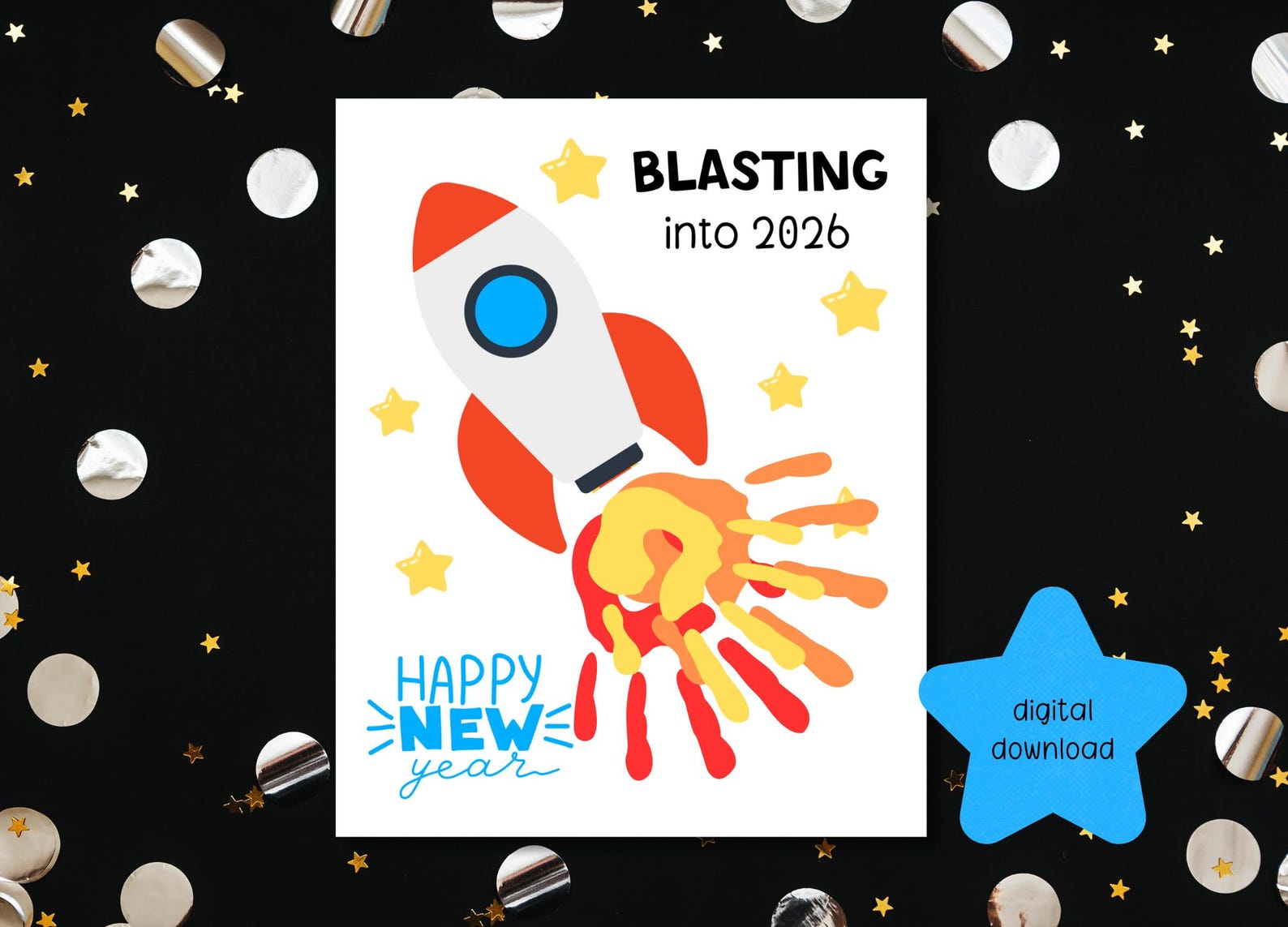New Years Handprint Craft for Toddlers Printable - New Years Handprint ...