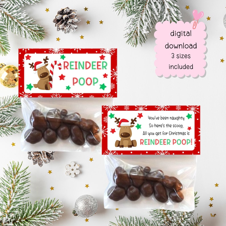 Reindeer Poop Printable Bag Topper - Christmas Treat Bag Toppers ...