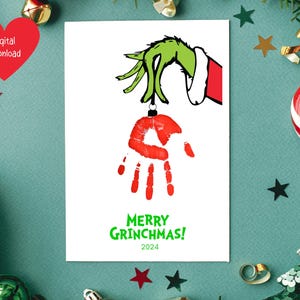 Christmas Grinch Handprint Craft Printable - Grinchmas Handprint and ...