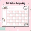 Printable Cute Cat Calendar Undated Blank Calendar Kawaii Pastel ...