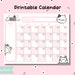 Printable Cute Cat Calendar - Undated Blank Calendar - Kawaii Pastel ...