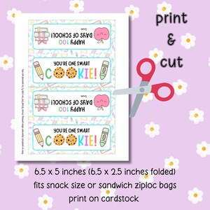 100 Days of School Treat Bag Topper Printable - One Smart Cookie Tag ...