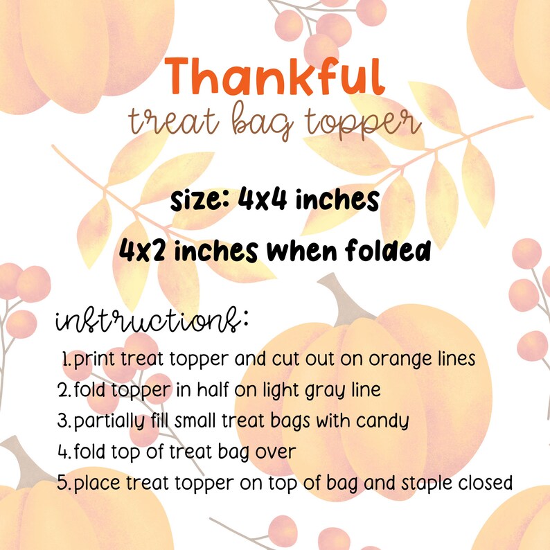 Thanksgiving Printable Treat Bag Topper Fall Candy Bag Topper ...