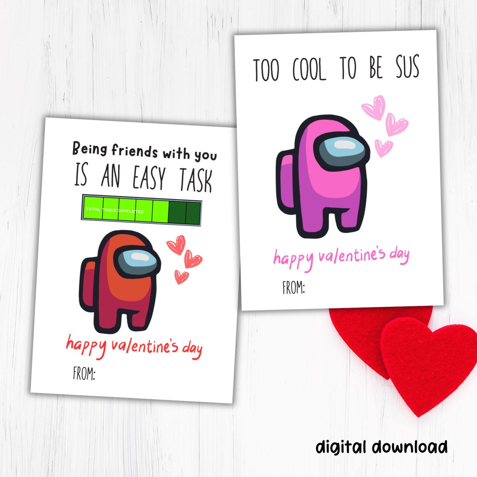 Kids Funny Valentine Card Printable - Among Us Valentine's Day Card for ...