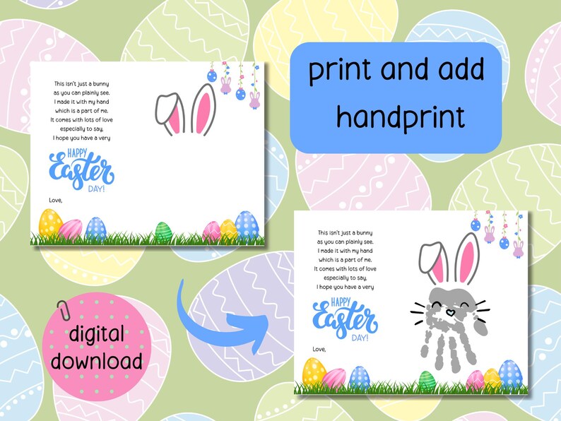 Easter Bunny Handprint Craft for Toddlers Printable - Spring Handprint ...