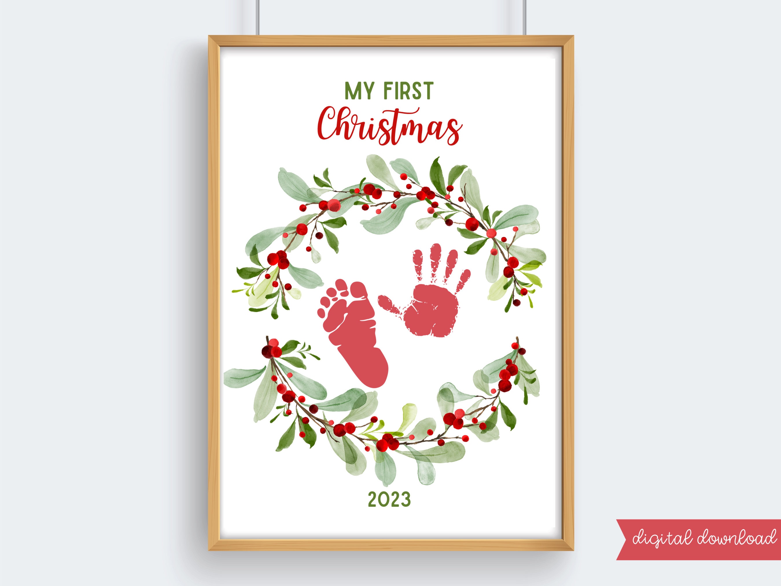 First Christmas Handprint Art Craft for Babies Printable - Etsy