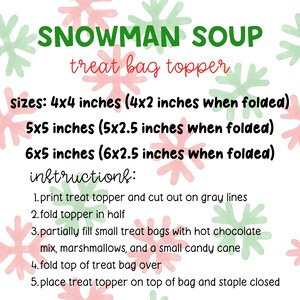 Snowman Soup Printable Bag Topper - Christmas Treat Bag Topper ...