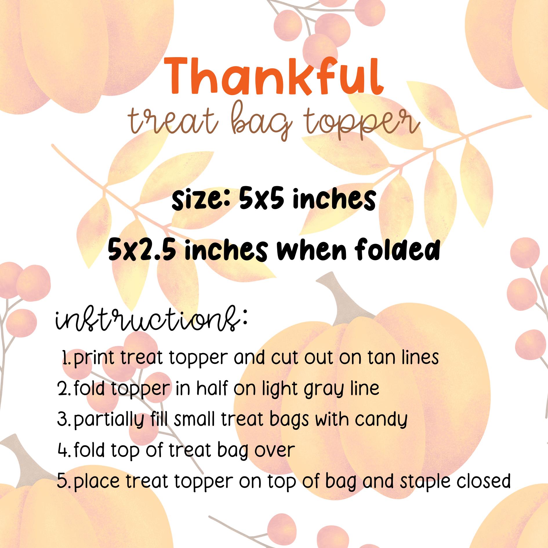 Thanksgiving Printable Treat Bag Topper - Fall Candy Bag Topper ...