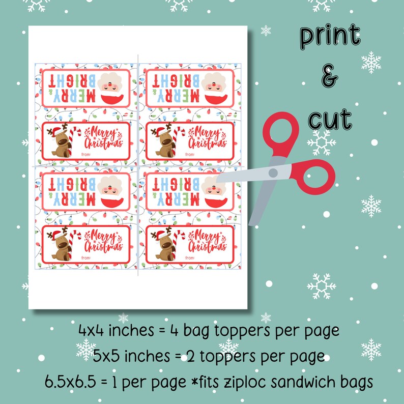 Christmas Treat Bag Topper Printable - Christmas Treat Bag Toppers ...