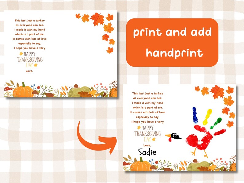 Thanksgiving Turkey Handprint Craft Template for Kids Printable ...