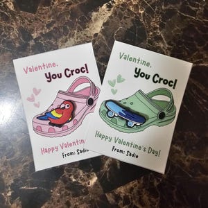 Kids Croc Valentine Card Printable - Printable Shoe Charm Valentine's ...