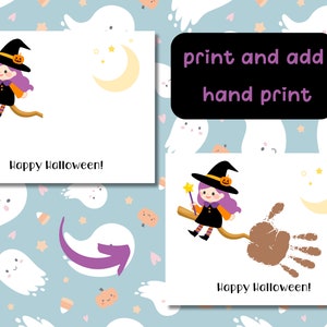 Halloween Witch Handprint Art Printable - Handprint Craft for Halloween ...