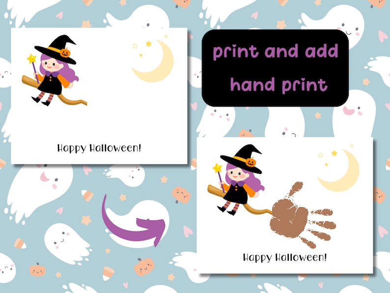 Halloween Witch Handprint Art Printable Handprint Craft for - Etsy