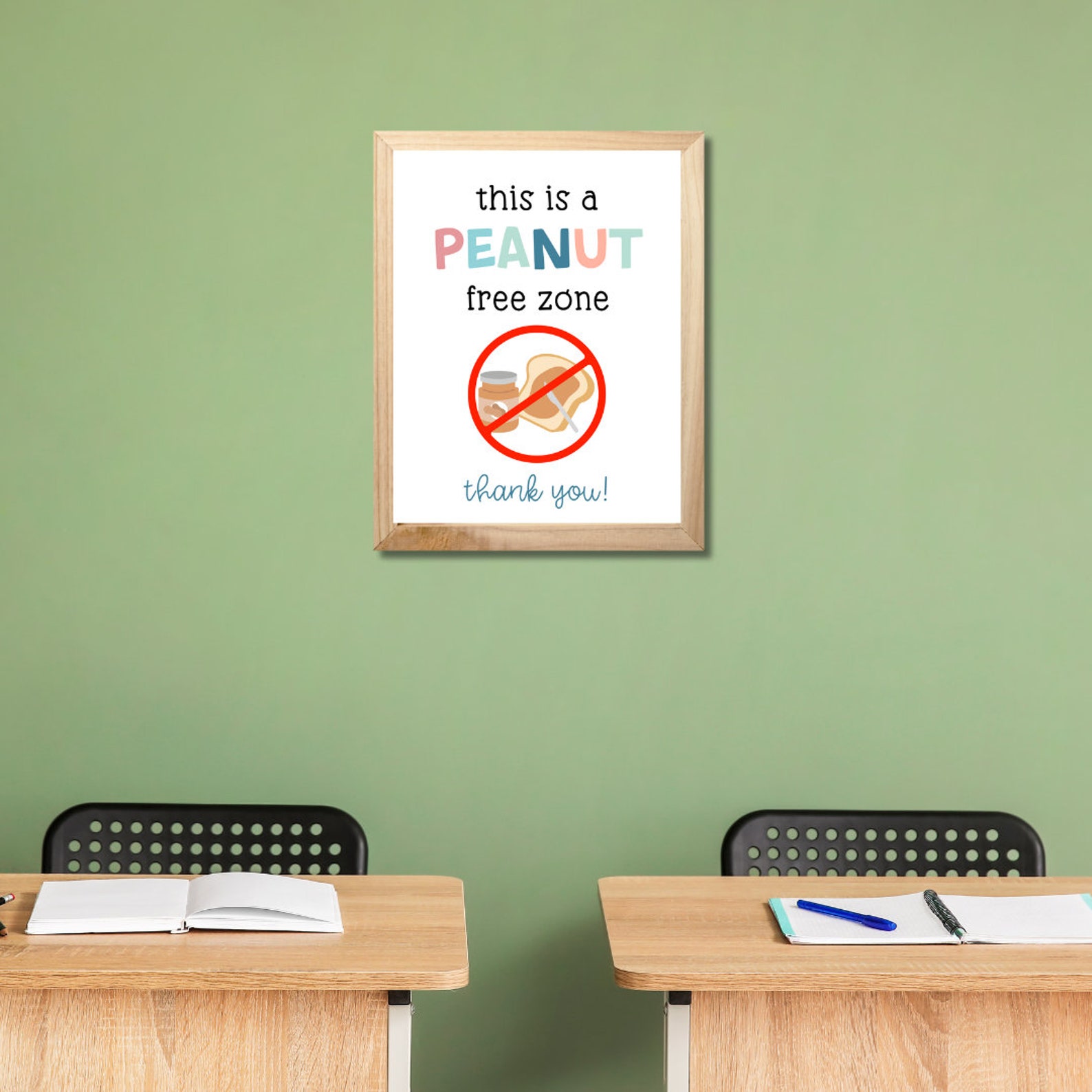 Printable Peanut Free Zone Sign - Food Allergy Sign - Peanut Allergy ...