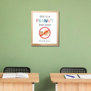 Printable Peanut Free Zone Sign - Food Allergy Sign - Peanut Allergy ...