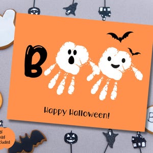 Halloween Ghost Handprint Art Printable - Handprint Craft for Halloween ...