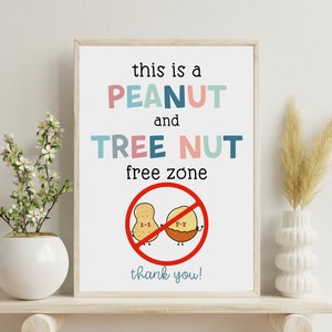 Printable Peanut and Tree Nut Free Zone Sign - Food Allergy Sign ...