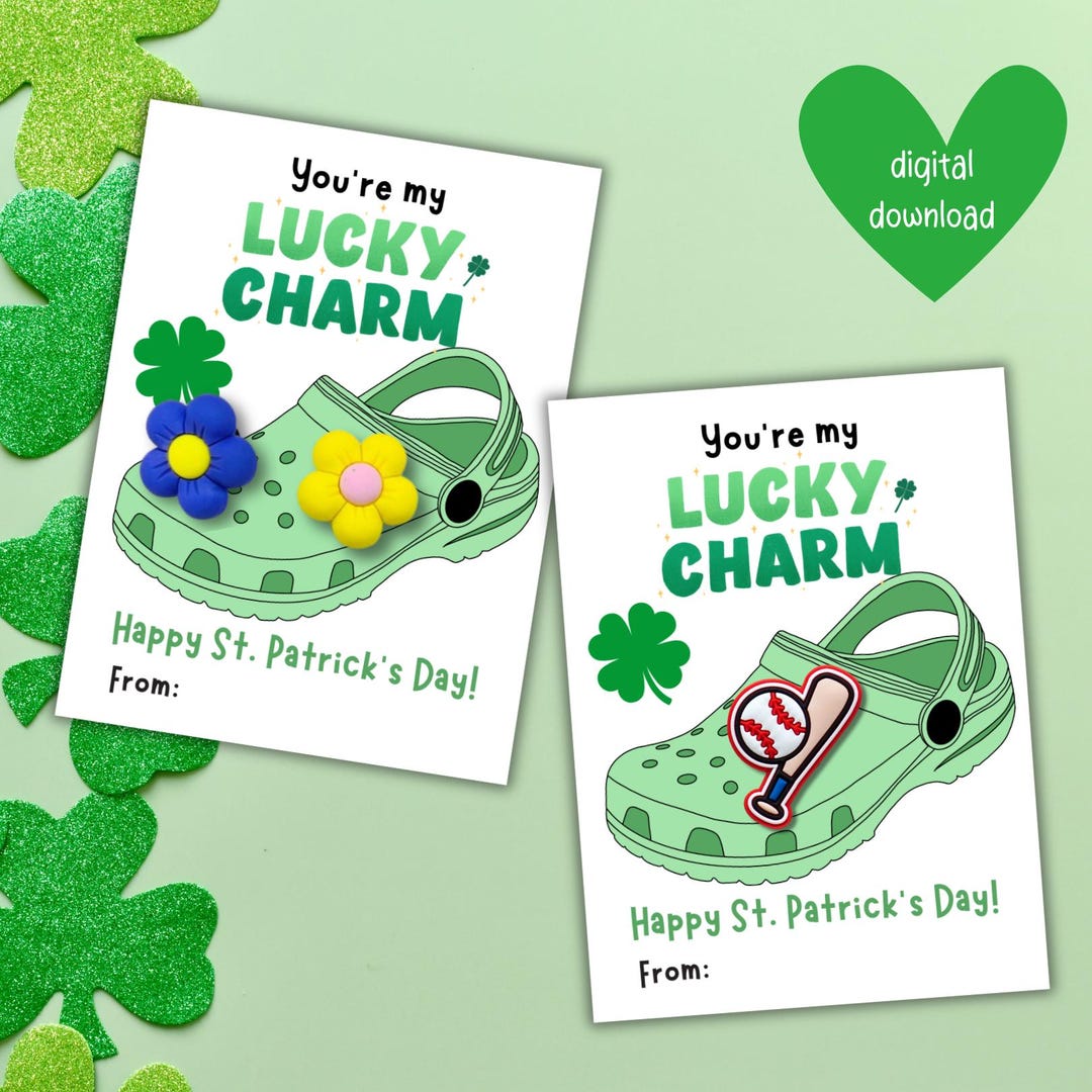 Kids Croc St. Patrick's Day Card Printable - Printable Shoe Charm St ...
