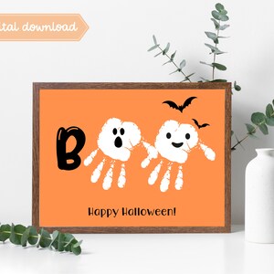 Halloween Ghost Handprint Art Printable Handprint Craft for Halloween ...