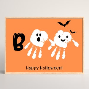 Halloween Ghost Handprint Art Printable - Handprint Craft for Halloween ...