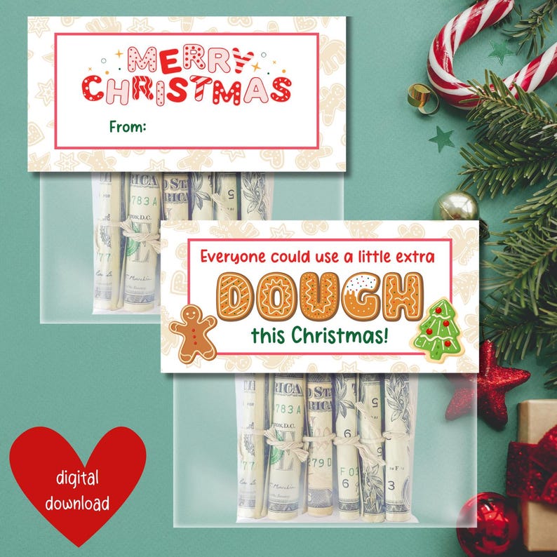 Christmas Dough Printable Treat Bag Topper - Stocking Stuffer - Cash ...
