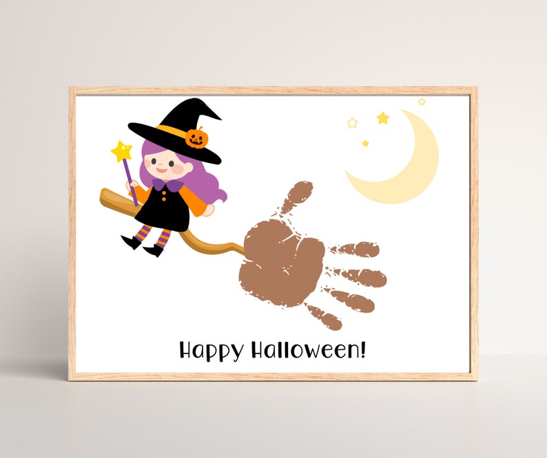 Halloween Witch Handprint Art Printable Handprint Craft for - Etsy