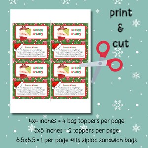 Santa Kisses Printable Treat Bag Topper - Christmas Candy Bag Topper ...