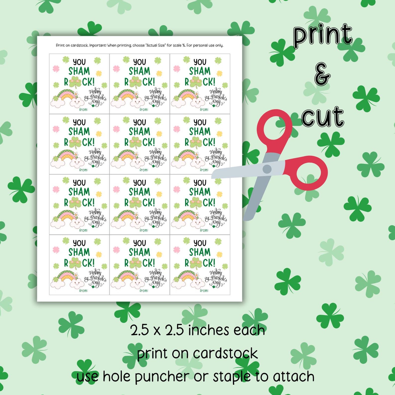 St. Patrick's Day Shamrock Tag Printable - Saint Patrick's Day Tag for ...
